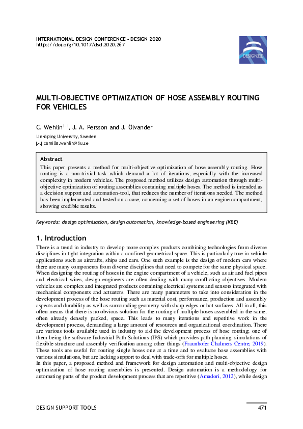 (PDF) Multi-Objective Optimization of Hose Assembly Routing for Vehicles