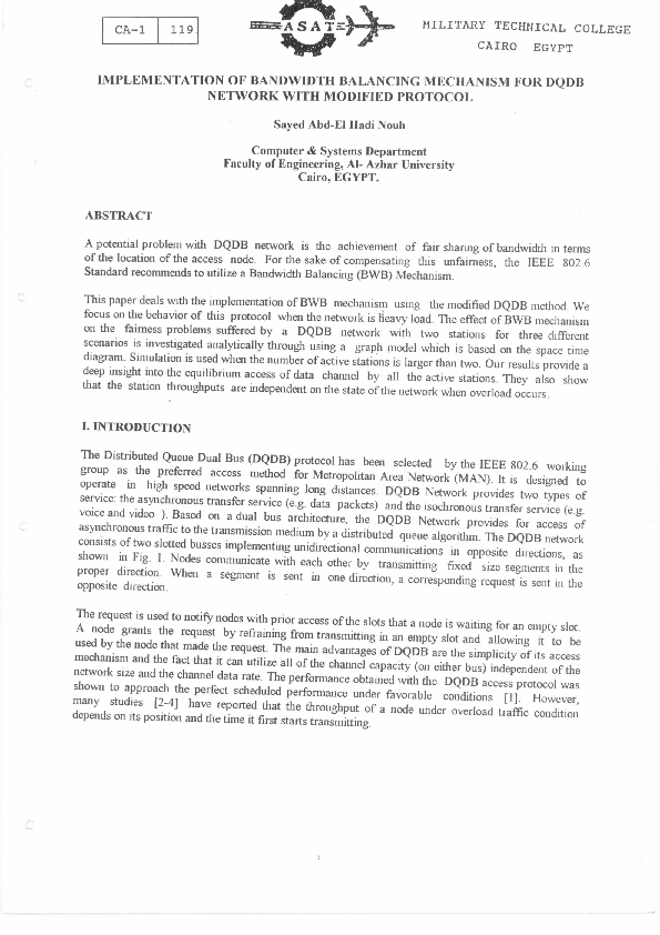 (PDF) Implementation of Bandwidth Balancing Mechanism for DQDB Network ...