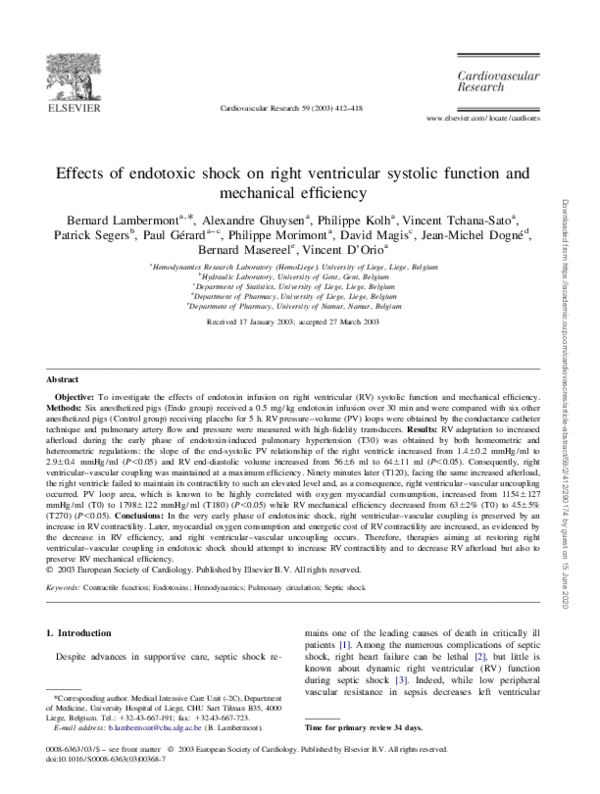 (PDF) Effects of endotoxic shock on right ventricular systolic function ...