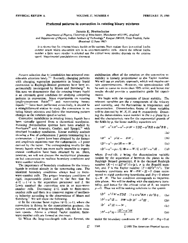 (PDF) Preferred patterns in convection in rotating binary mixtures
