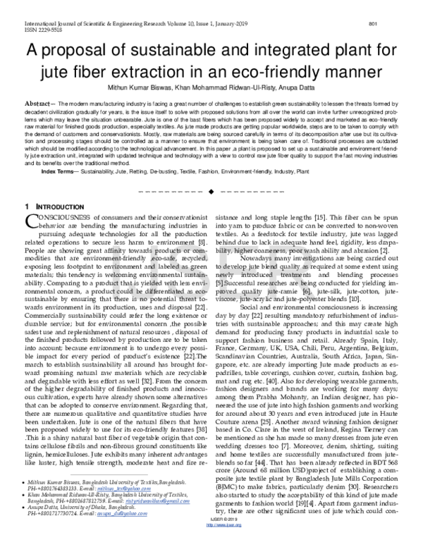 (PDF) A proposal of sustainable and integrated plant for jute fiber ...