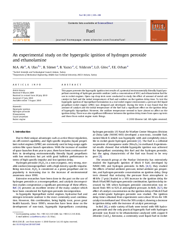 (PDF) An experimental study on the hypergolic ignition of hydrogen ...
