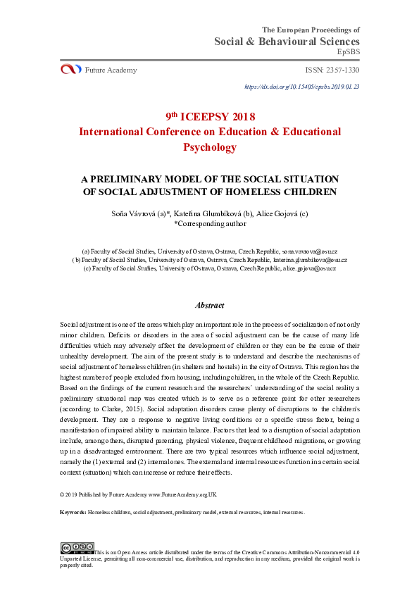 (PDF) A Preliminary Model Of The Social Situation Of Social Adjustment ...