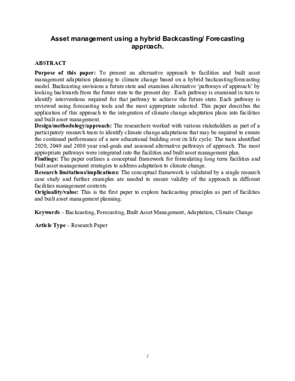 (DOC) Asset management using a hybrid backcasting/forecasting approach ...