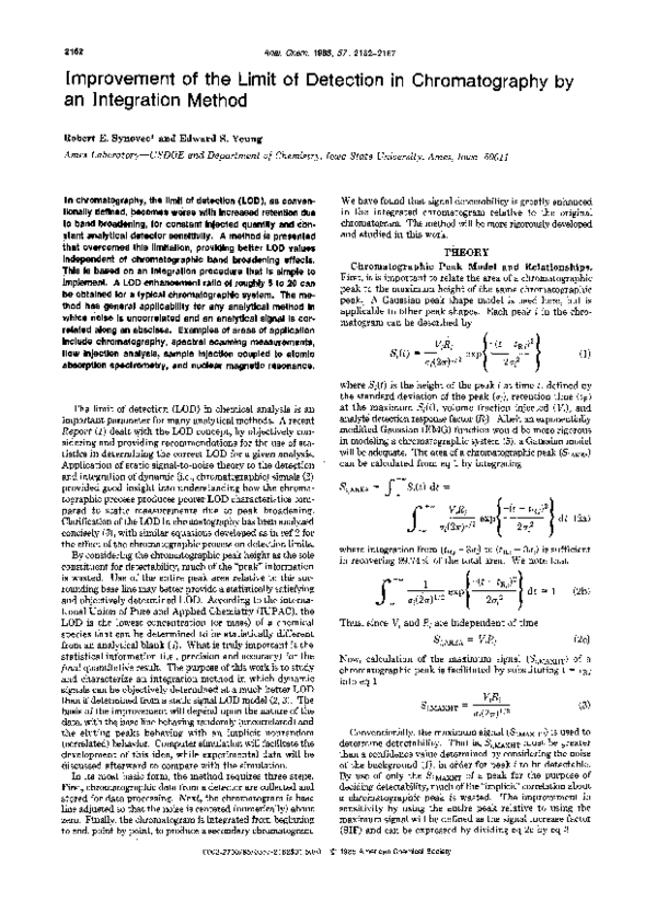 (PDF) Improvement of the limit of detection in chromatography by an ...