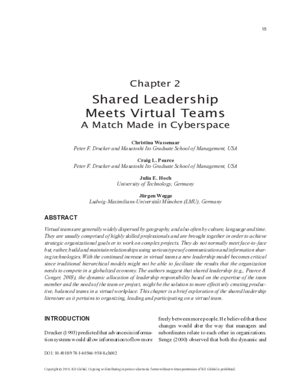 (PDF) Shared Leadership Meets Virtual Teams