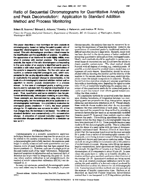 (PDF) Ratio of sequential chromatograms for quantitative analysis and peak deconvolution ...