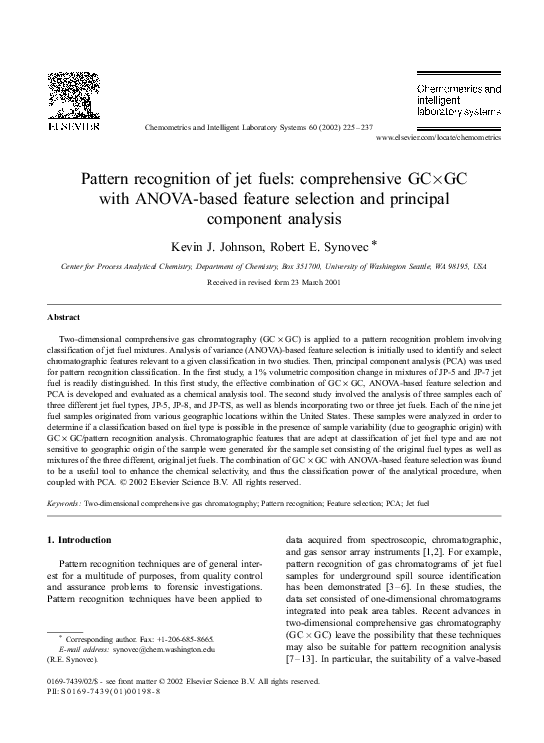 (PDF) Pattern recognition of jet fuels: comprehensive GC×GC with ANOVA-based feature selection ...