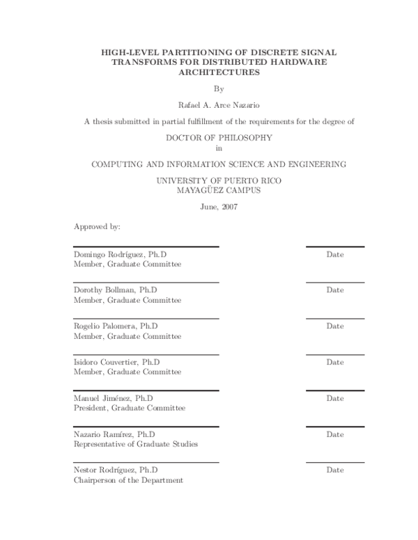 (PDF) High-Level Partitioning of Discrete Signal Transforms for Multi-FPGA Architectures