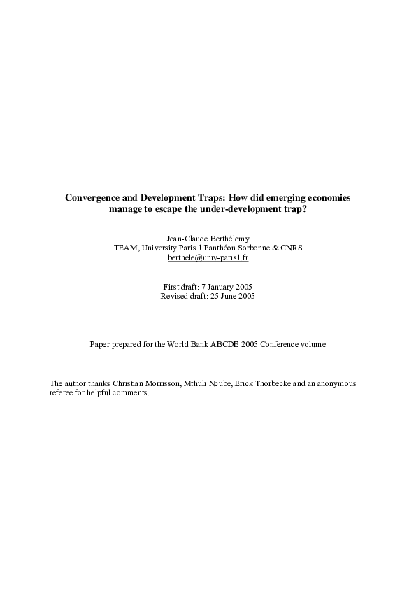 (PDF) Convergence and Development Traps: How did emerging economies ...