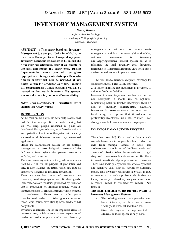 (PDF) Inventory Management System