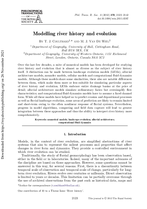 (PDF) Modelling river history and evolution