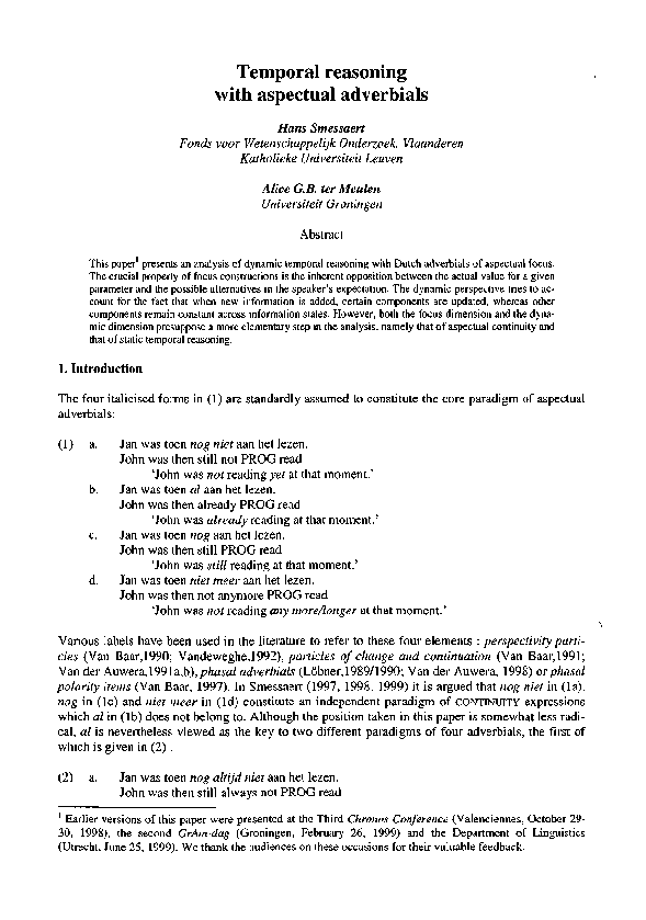 (PDF) Temporal Reasoning with Aspectual Adverbs