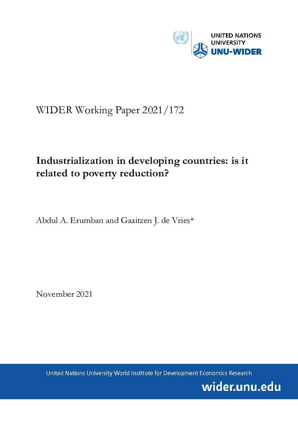 (PDF) Industrialization in developing countries: is it related to poverty reduction?