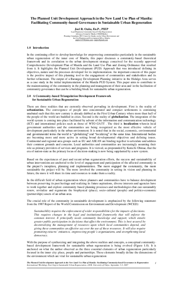 (PDF) The Planned Unit Development Approach in the New Land Use Plan of ...