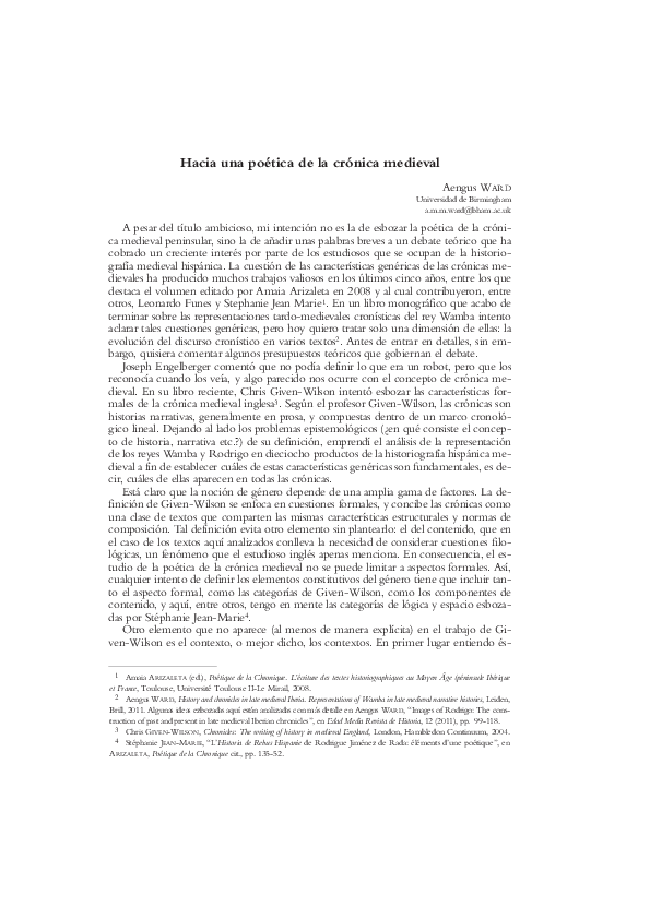 (PDF) Hacia una poética de la crónica medieval