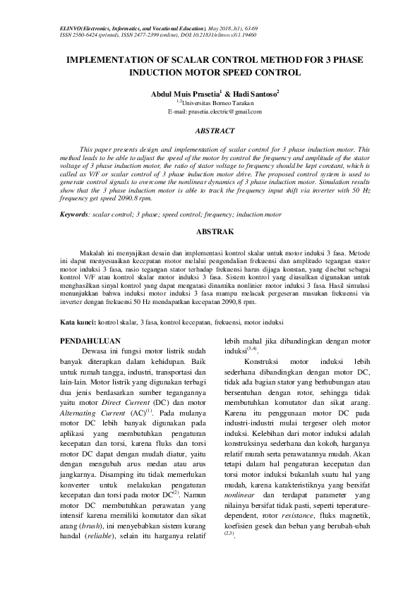 (PDF) Implementation of Scalar Control Method for 3 Phase Induction Motor Speed Control