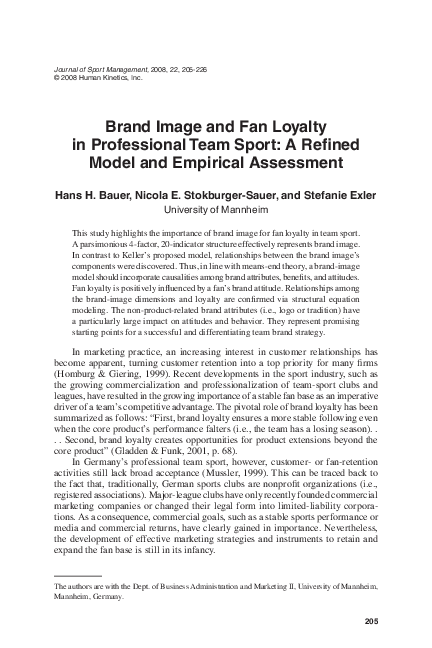 (PDF) Brand Image and Fan Loyalty in Professional Team Sport: A Refined ...