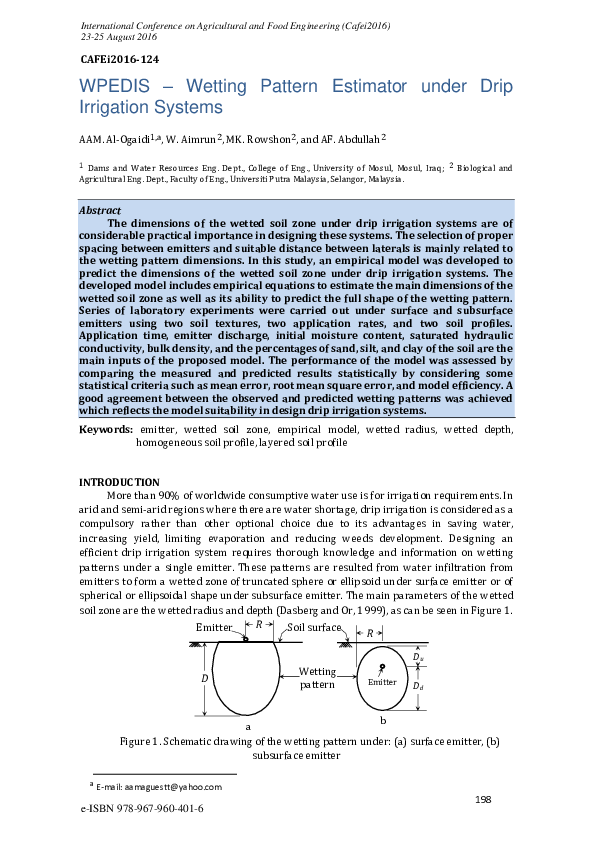 (PDF) WPEDIS – wetting pattern estimator under drip irrigation systems