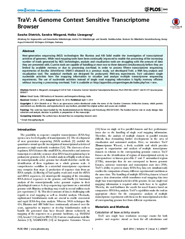 Pdf Trav A Genome Context Sensitive Transcriptome Browser 8937