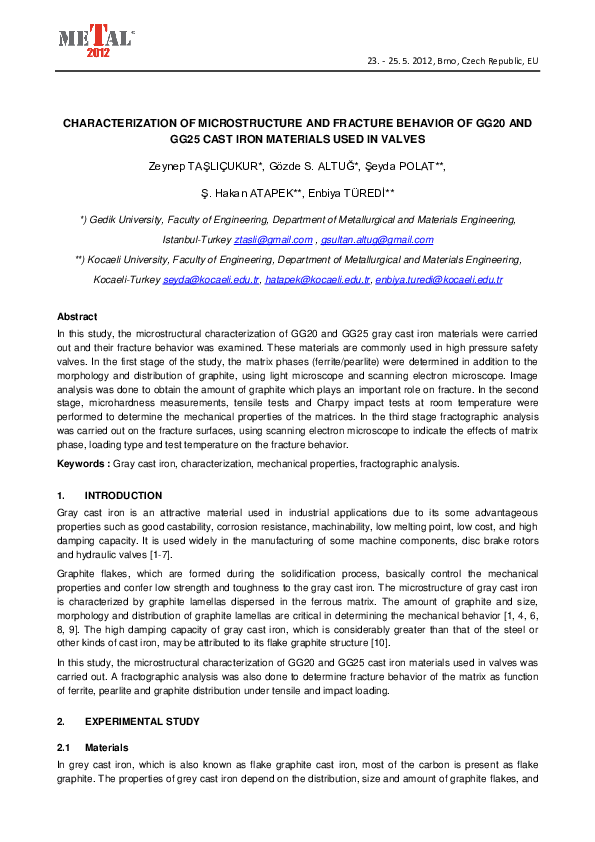 (PDF) Characterization of microstructure and fracture behavior of GG20 ...