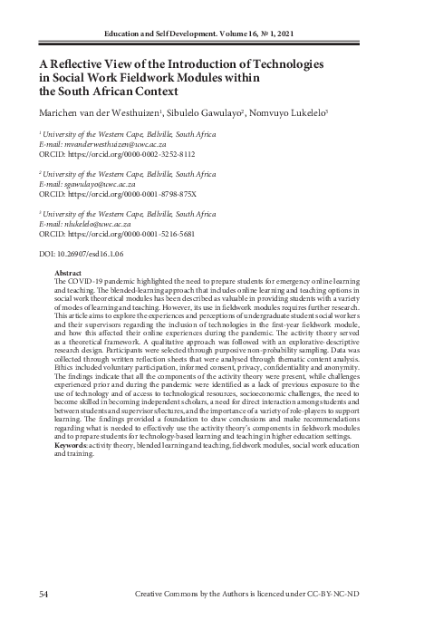 (PDF) A Reflective View of the Introduction of Technologies in Social ...