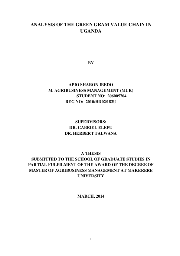 (PDF) Analysis of the green gram value chain in Uganda