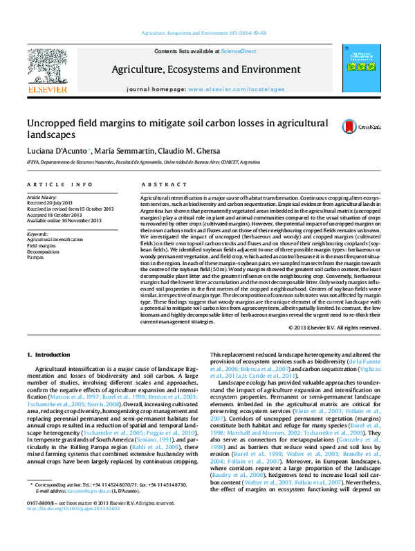 (PDF) Uncropped field margins to mitigate soil carbon losses in ...