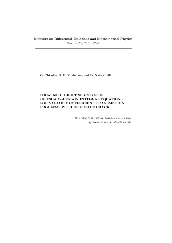 (PDF) Localized Direct Segregated Boundary-Domain Integral Equations for Variable Coefficient ...