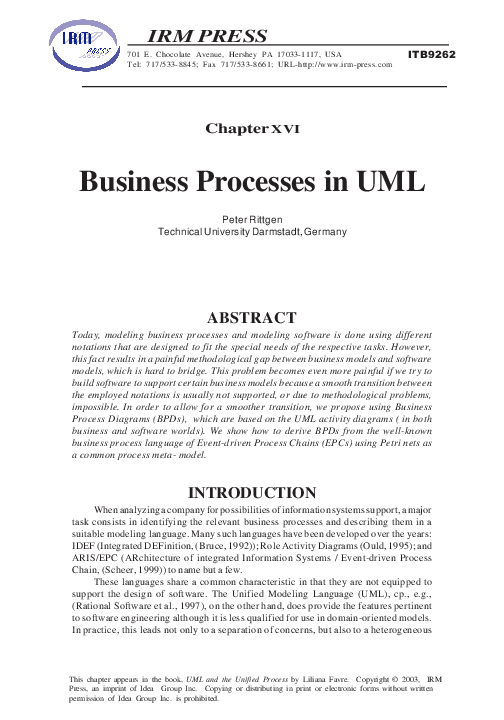 (PDF) Business Processes in UML