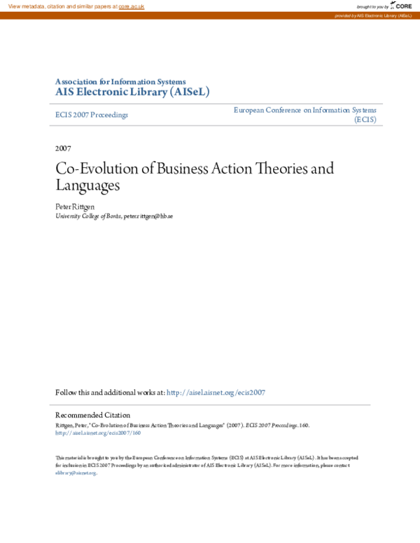 (PDF) Co-Evolution of Business Action Theories and Languages