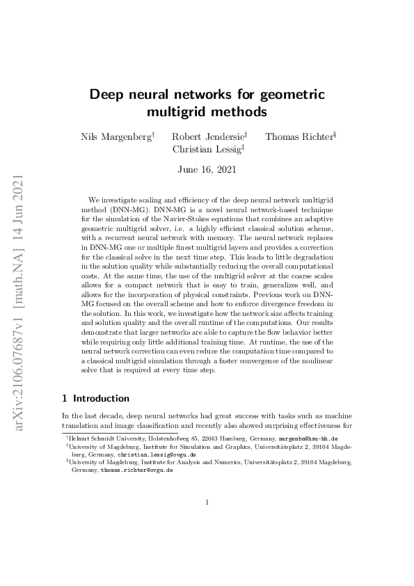 (PDF) Deep neural networks for geometric multigrid methods