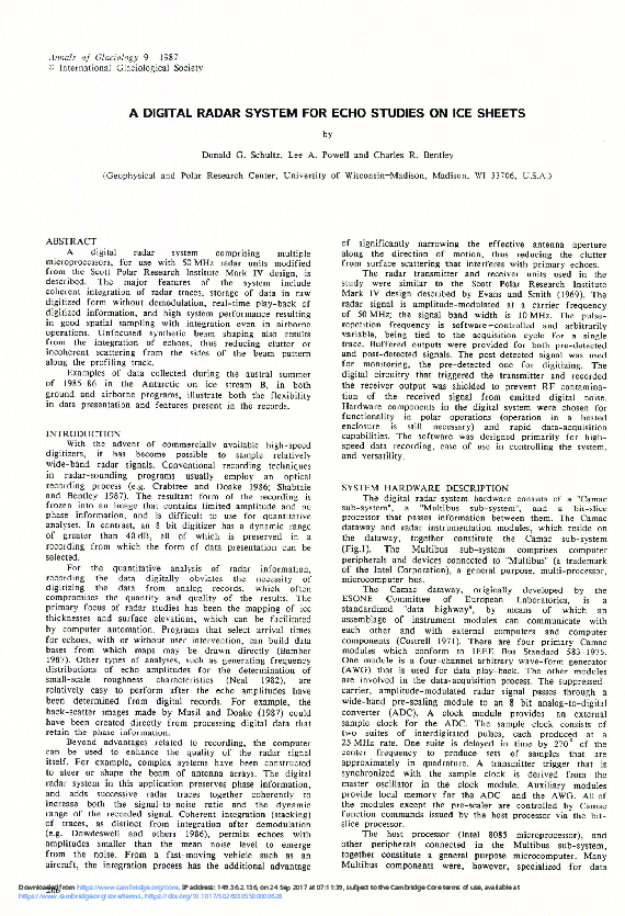 (PDF) Innovative Digital Radar System for Ice Sheet Echo Studies