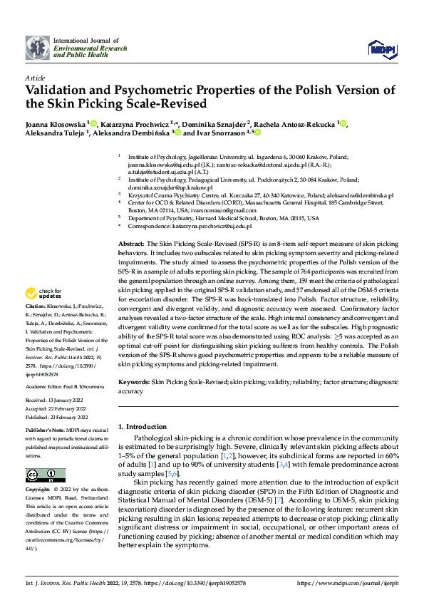 (PDF) Validation and Psychometric Properties of the Polish Version of ...
