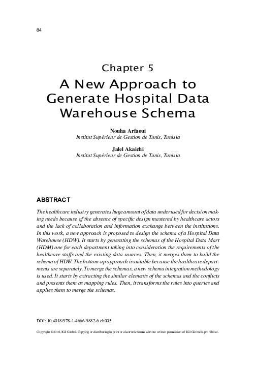 (PDF) A New Approach to Generate Hospital Data Warehouse Schema
