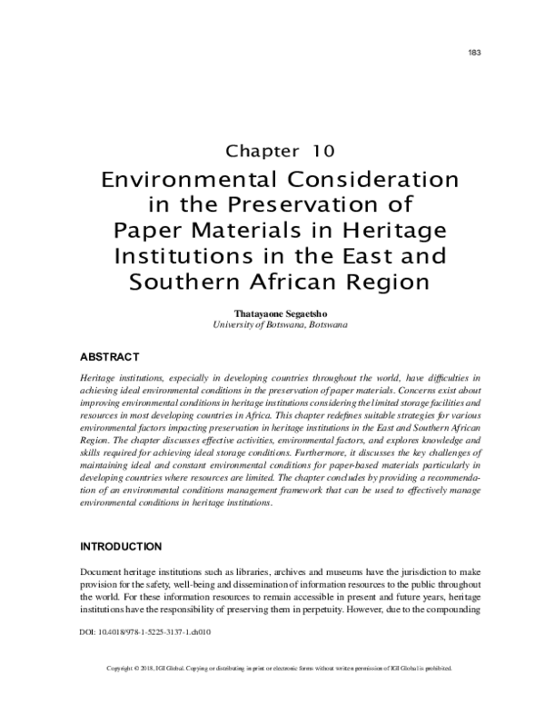 (PDF) Environmental Consideration in the Preservation of Paper ...