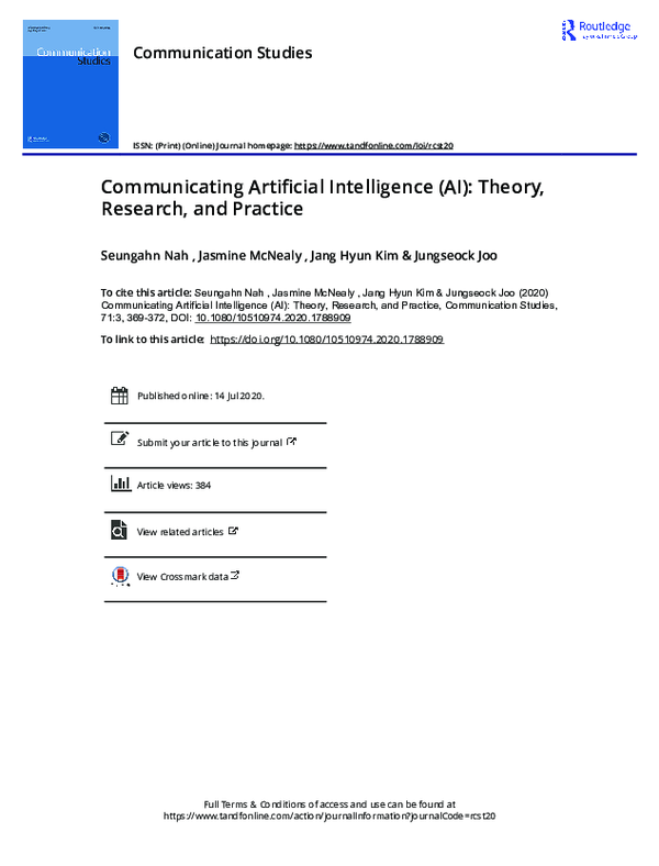 (PDF) Communicating Artificial Intelligence (AI): Theory, Research, and ...