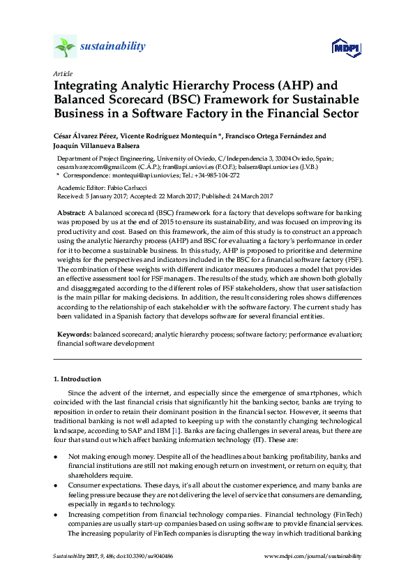 Pdf Integrating Analytic Hierarchy Process Ahp And Balanced Scorecard Bsc Framework For