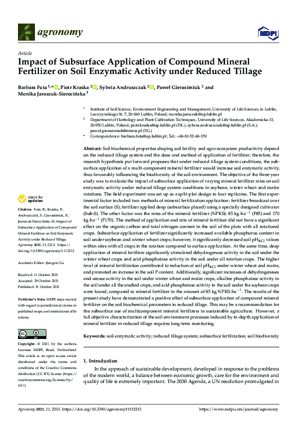 (PDF) Impact of Subsurface Application of Compound Mineral Fertilizer ...