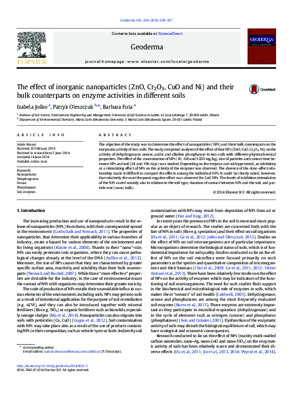 (PDF) The effect of inorganic nanoparticles (ZnO, Cr2O3, CuO and Ni ...