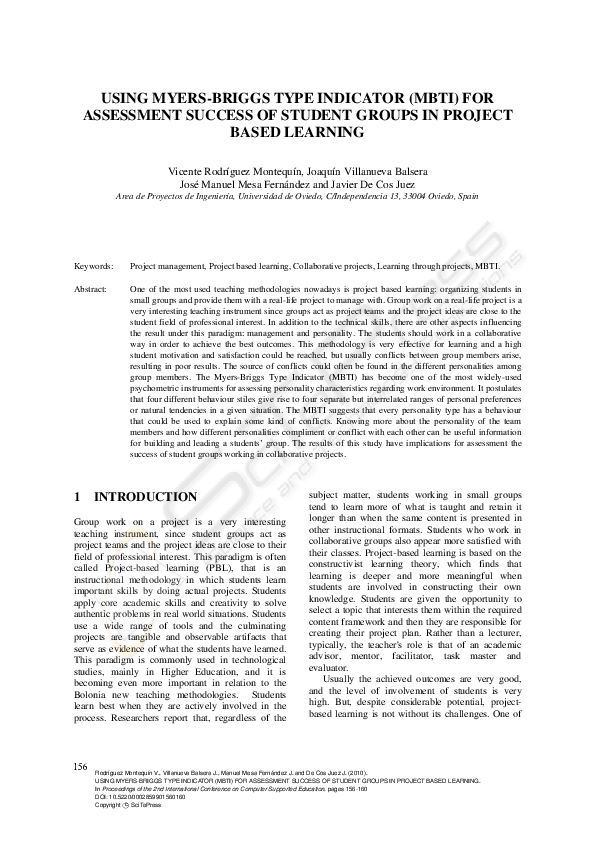 (PDF) Using Myers-Briggs Type Indicator (Mbti) for Assessment Success ...