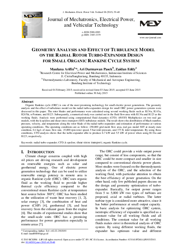 (PDF) Geometry Analysis and Effect of Turbulence Model on the Radial ...
