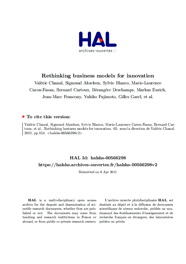 (PDF) Rethinking business models for innovation