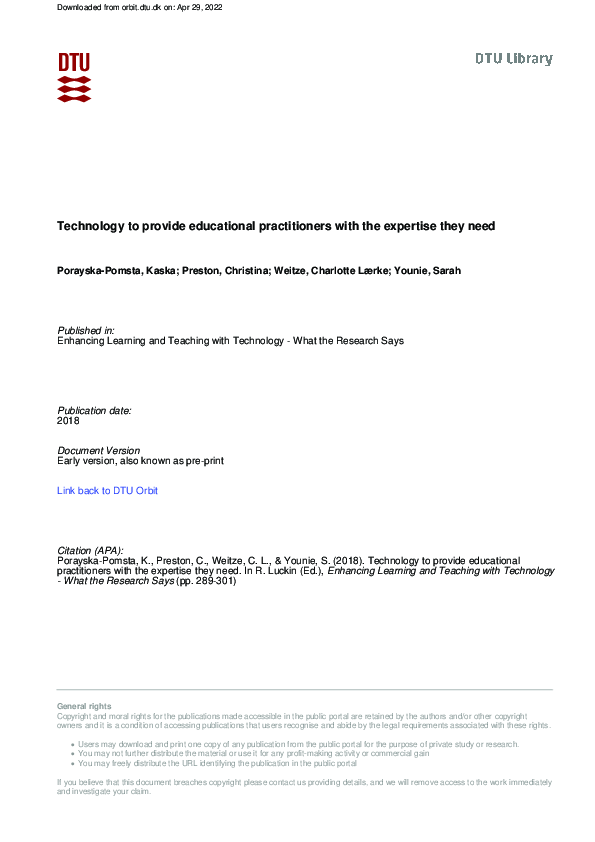 (PDF) Technology to provide educational practitioners with the ...