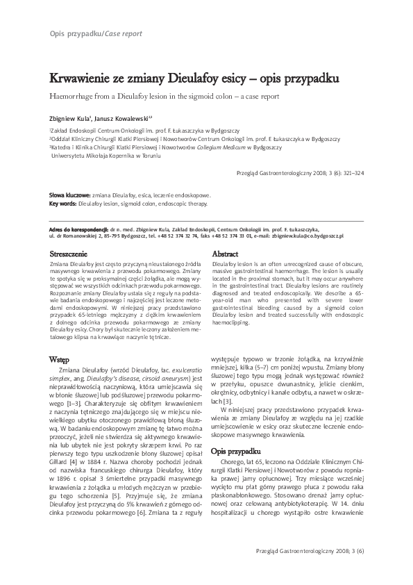 (PDF) Haemorrhage from a Dieulafoy lesion in the sigmoid colon–a case ...