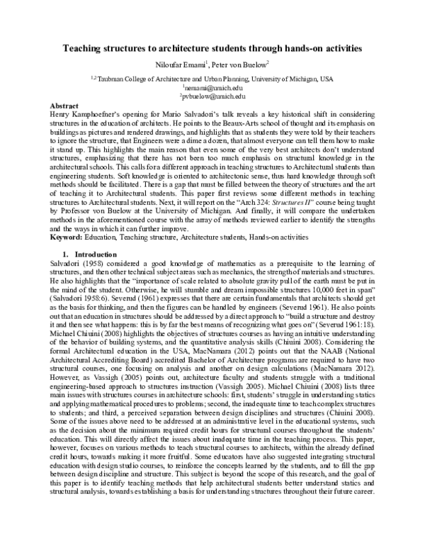 (PDF) Teaching structures to architecture students through hands-on ...