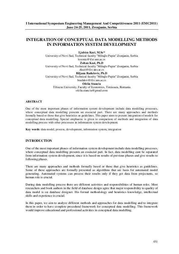Pdf Integration Of Conceptual Data Modeling Methods Higher Education