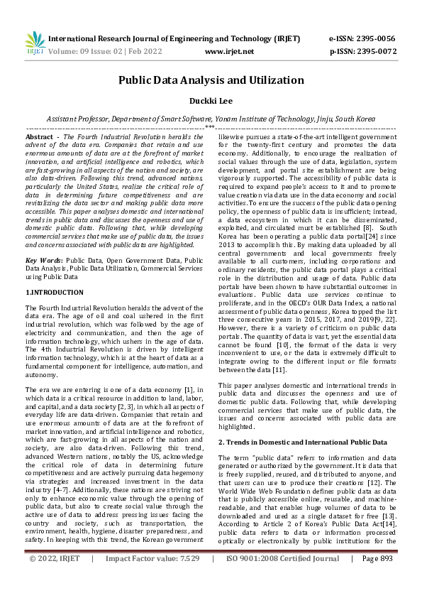 (PDF) Public Data Analysis and Utilization