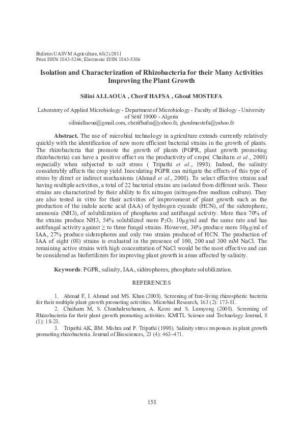 (PDF) Isolation and characterization of rhizobacteria for their many ...