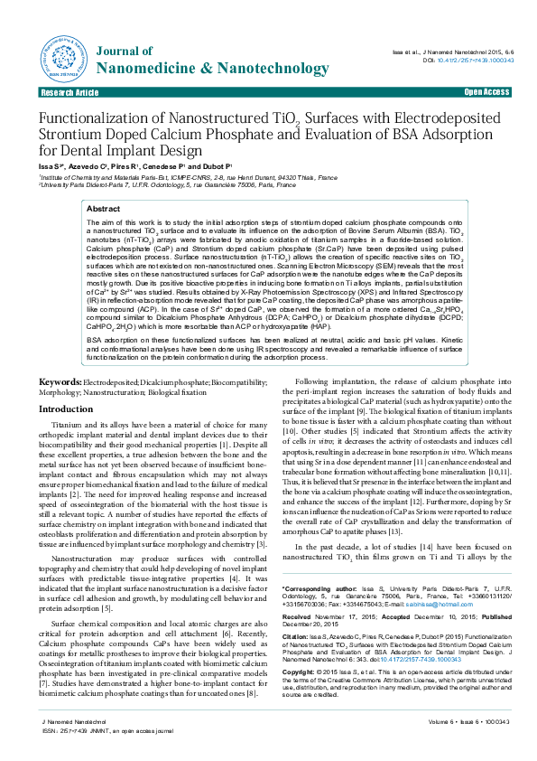 (PDF) Functionalization of Nanostructured TiO2 Surfaces with ...
